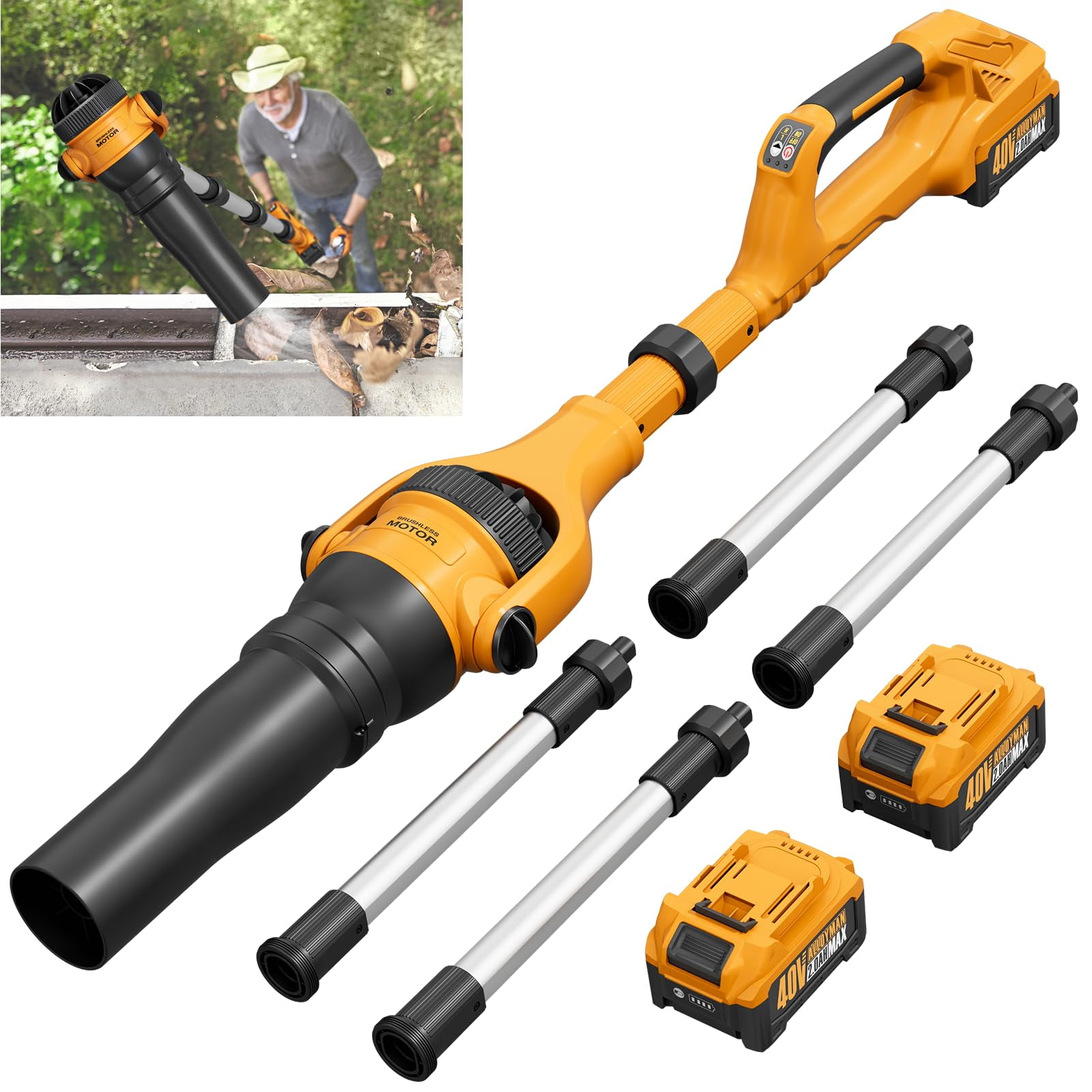 Roof Gutter Cleaning from The Ground, 40V Leaf Blowers Cordless, 580CFM ...
