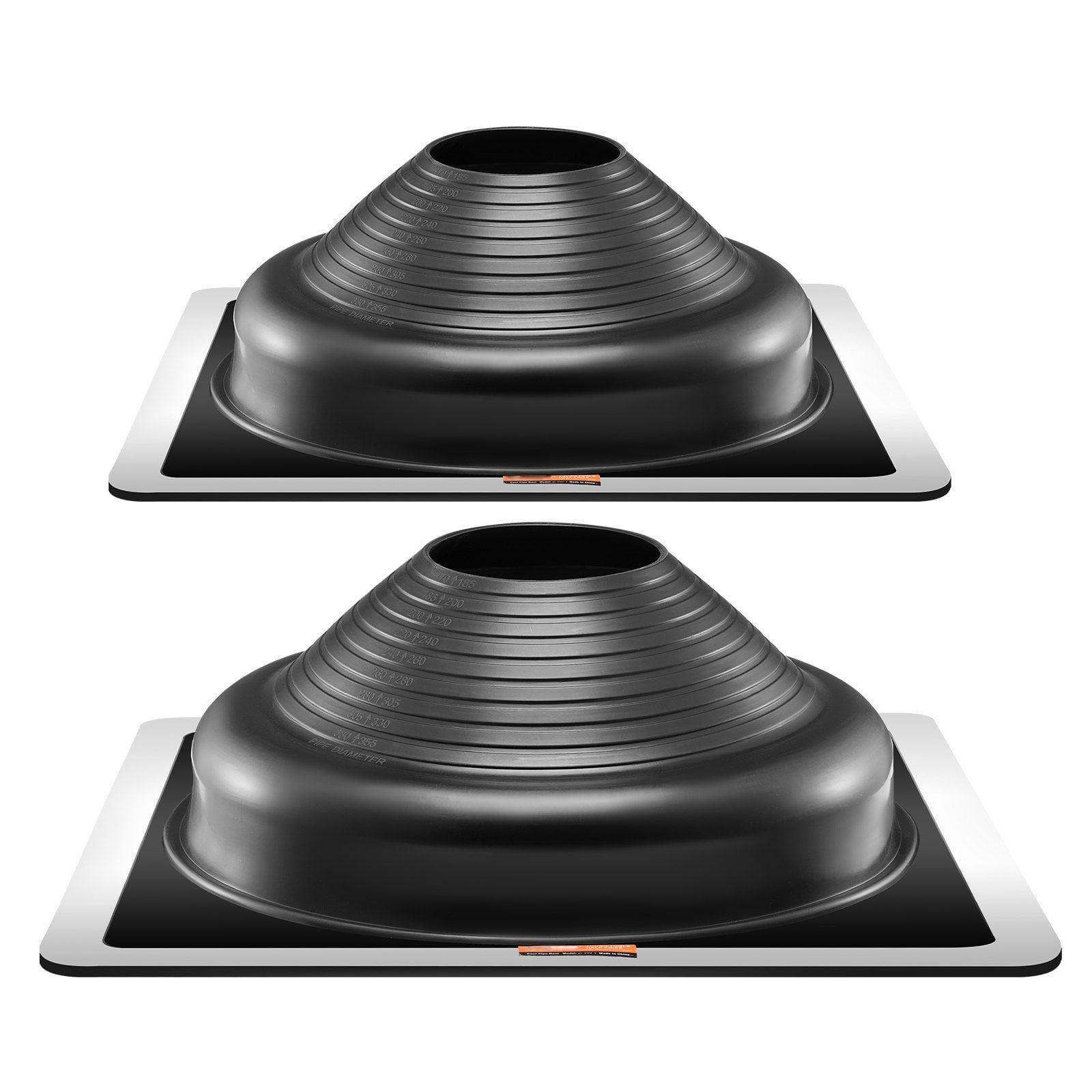 Roof Pipe Flashing Boots 2 Pcs - 6-3/4" to 14" Pipe - High Temp Black ...
