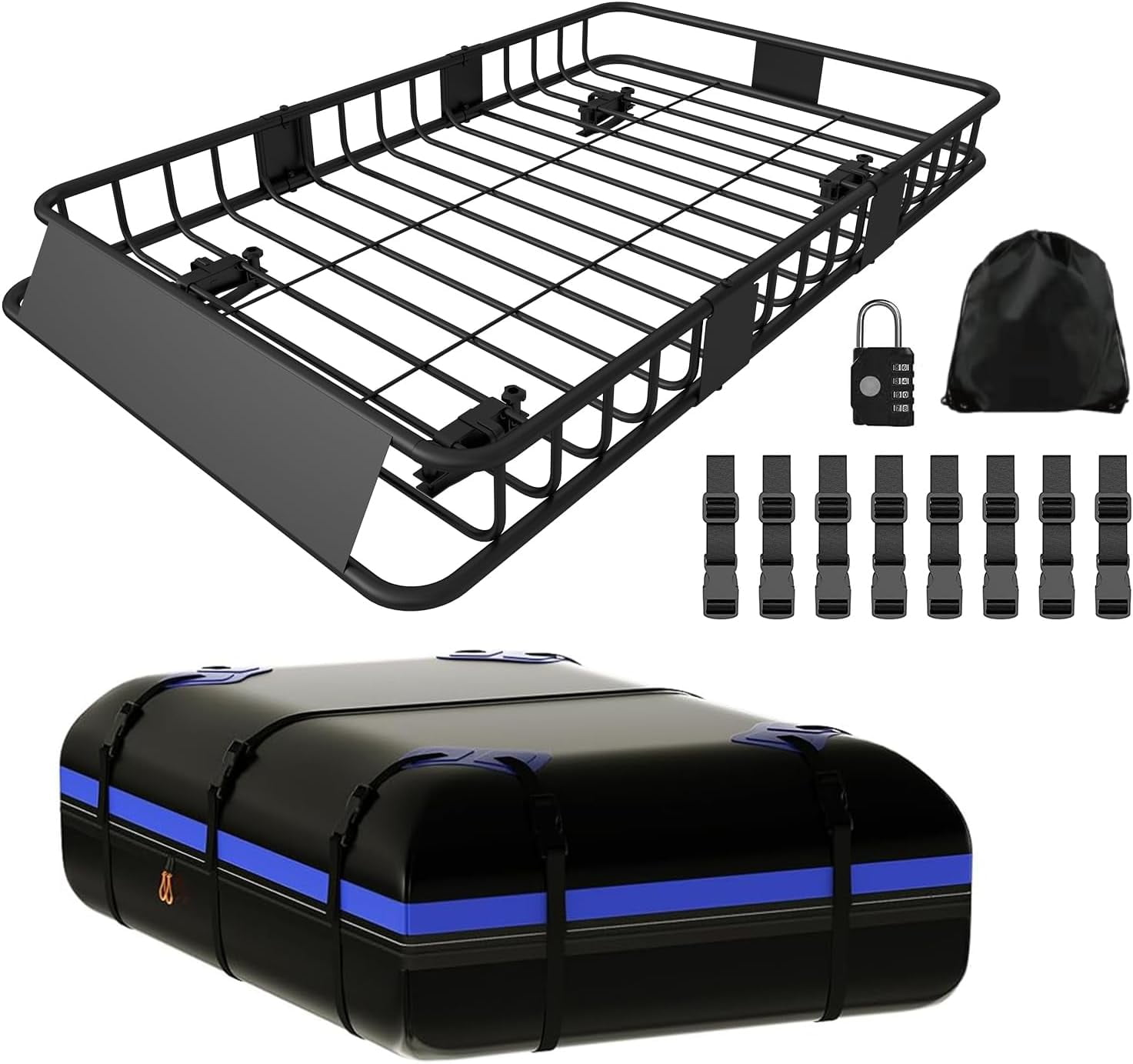 Roof Rack Carrier Basket, 64" x 39" Rooftop Cargo Carrier with 250 lbs ...
