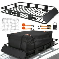 Mockins 50"x36"x4.5" Extendable Roof Rack Cargo Carrier Set with Bungee ...