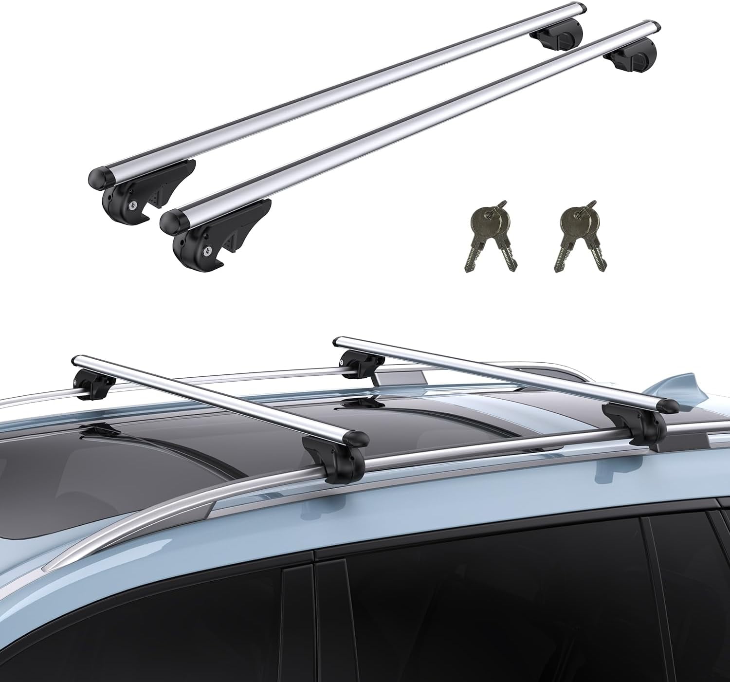 Roof Rack Cross Bars with 4 Anti-Theft Locks | Heavy-Duty Universal ...