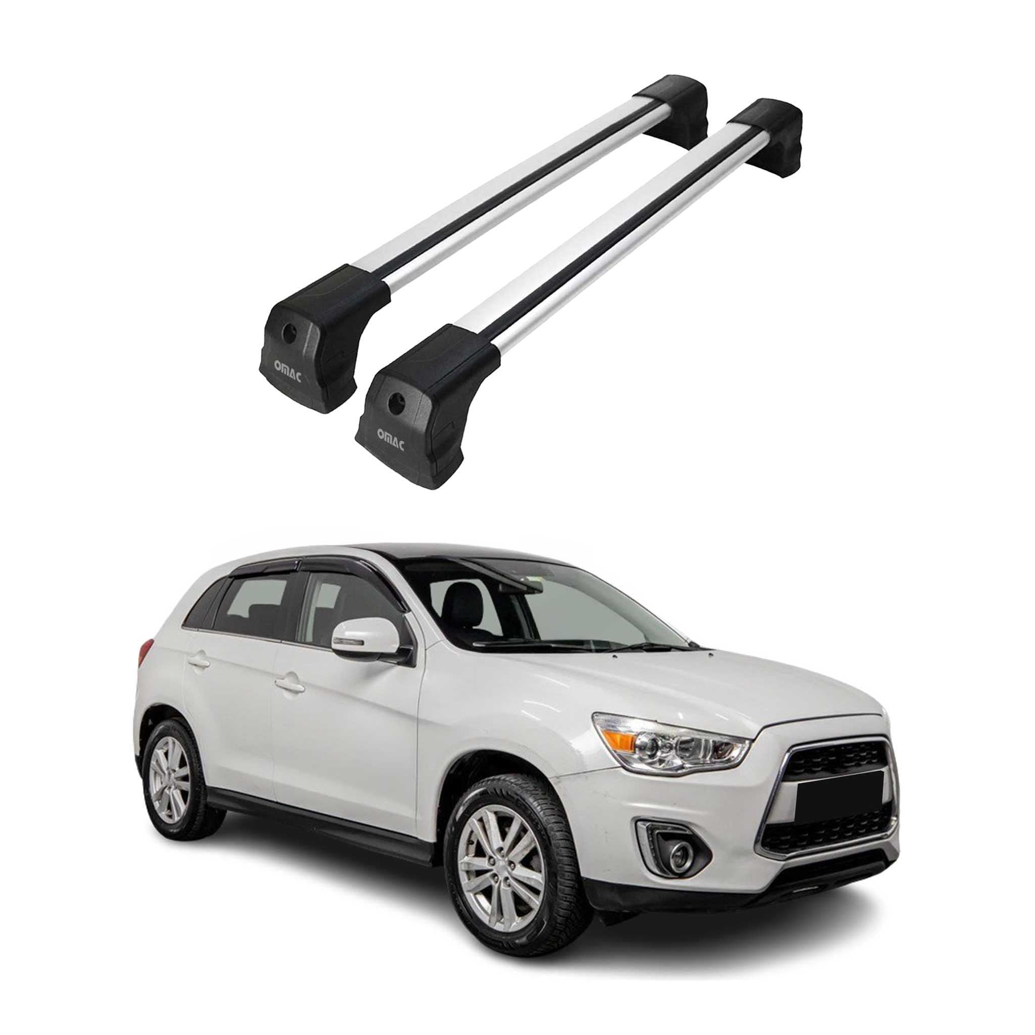 Roof Rack Cross Bars for Mitsubishi Outlander Sport 2011-23 Alu Silver ...