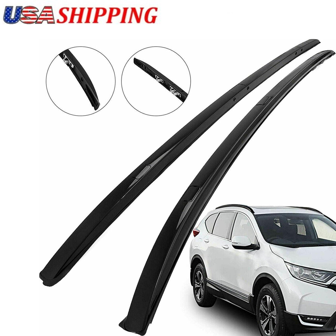 Roof Rack Side Rails for 2017-2021 2022 Honda CRV CR-V Black Aluminum ...