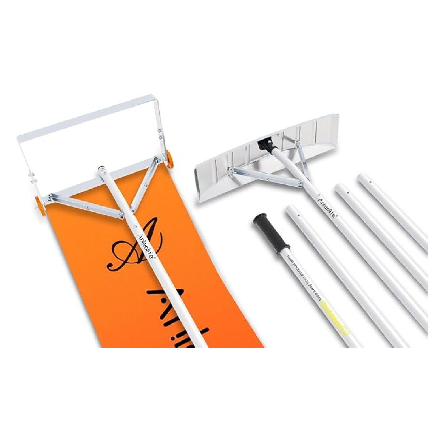 Roof Rake Snow Removal Tool - 2-in-1 Telescopic Snow Shovel Kit for ...