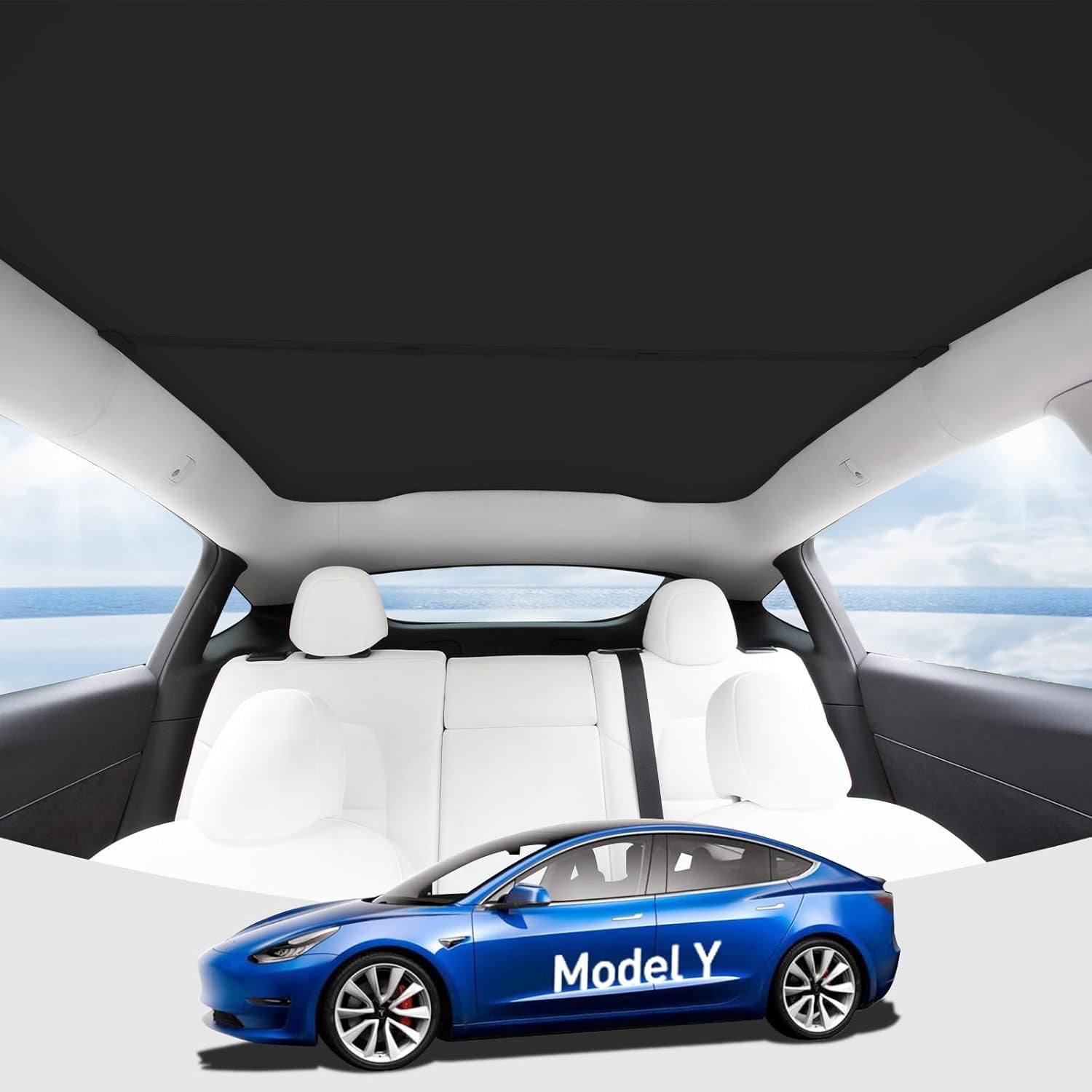 Roof Sunshade for 2025 2026 Tesla Model Y Juniper[Flush-Fit & Rigid ...