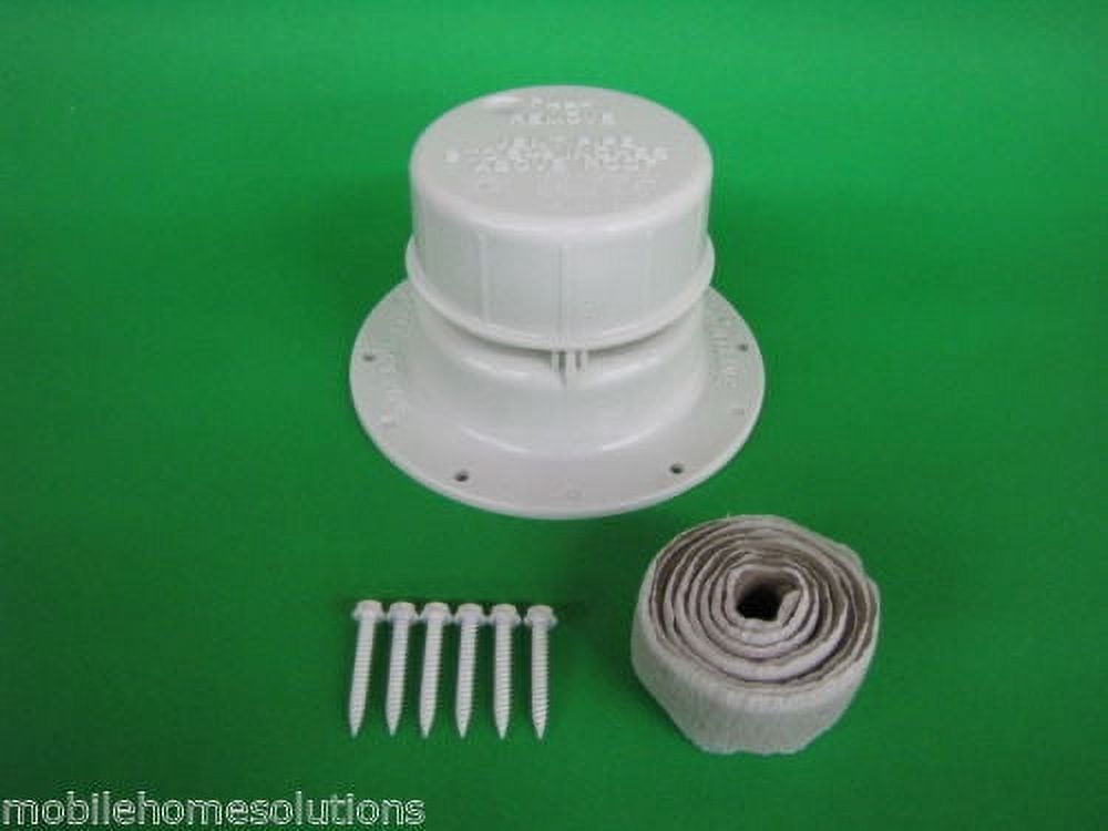 Mobile Home Roof Vent Cap, Plastic, White, Ventline V2049, Install Kit ...