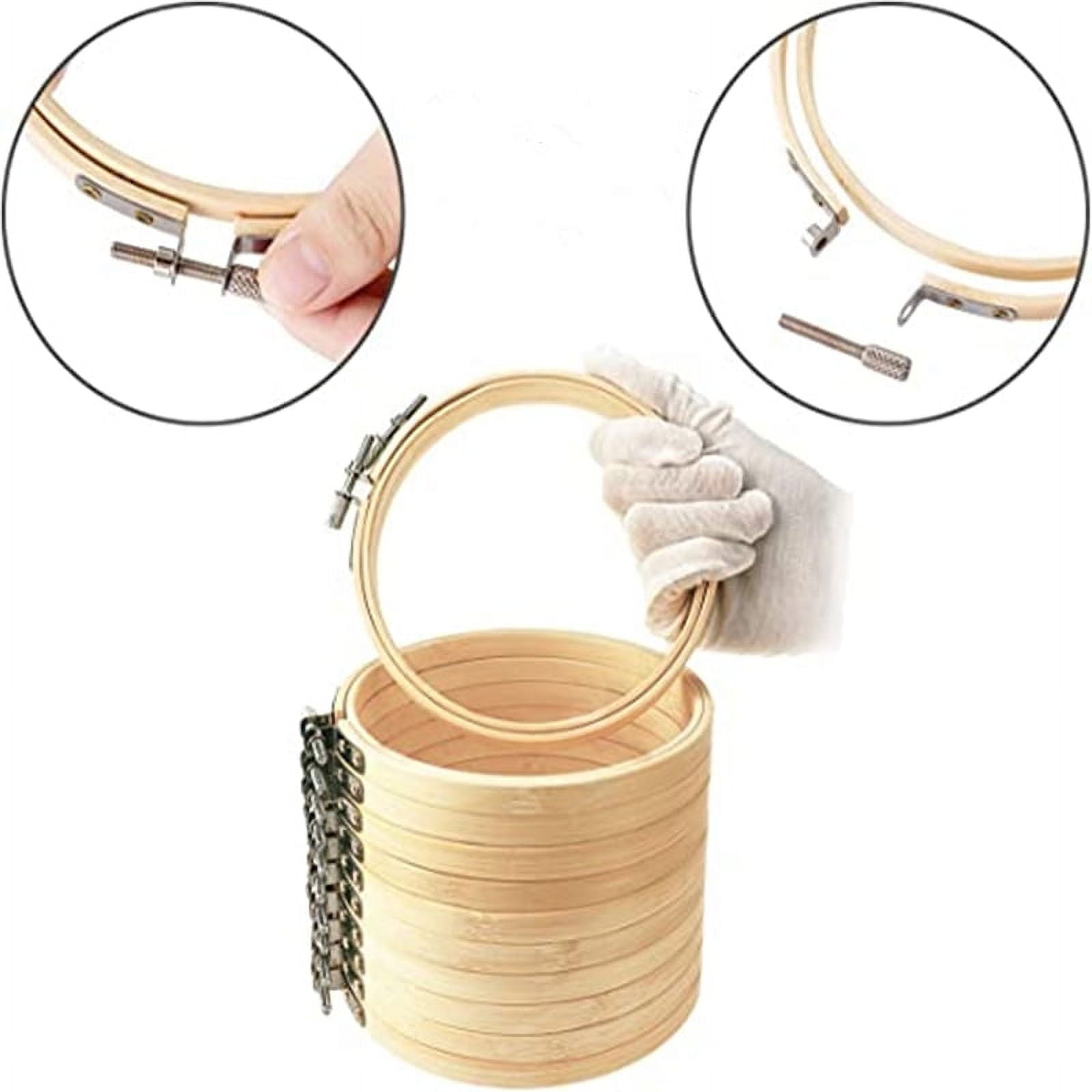 MODANU 10 Pieces 4 Inches Hoops Bamboo Circle Cross Stitch Hoop Ring ...