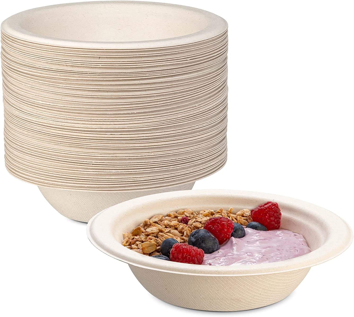 MODANU 30oz. Paper Bowls [50-Pack] Disposable Bowls Brown Natural Unbleached Biodegradable Made ...