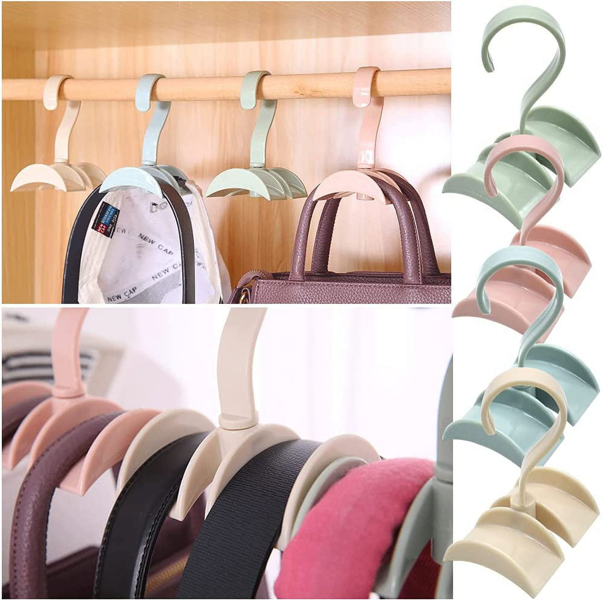 Roofei 4PCS Rotating Handbag Hanger Rack Closet Storage Organizer Hooks ...