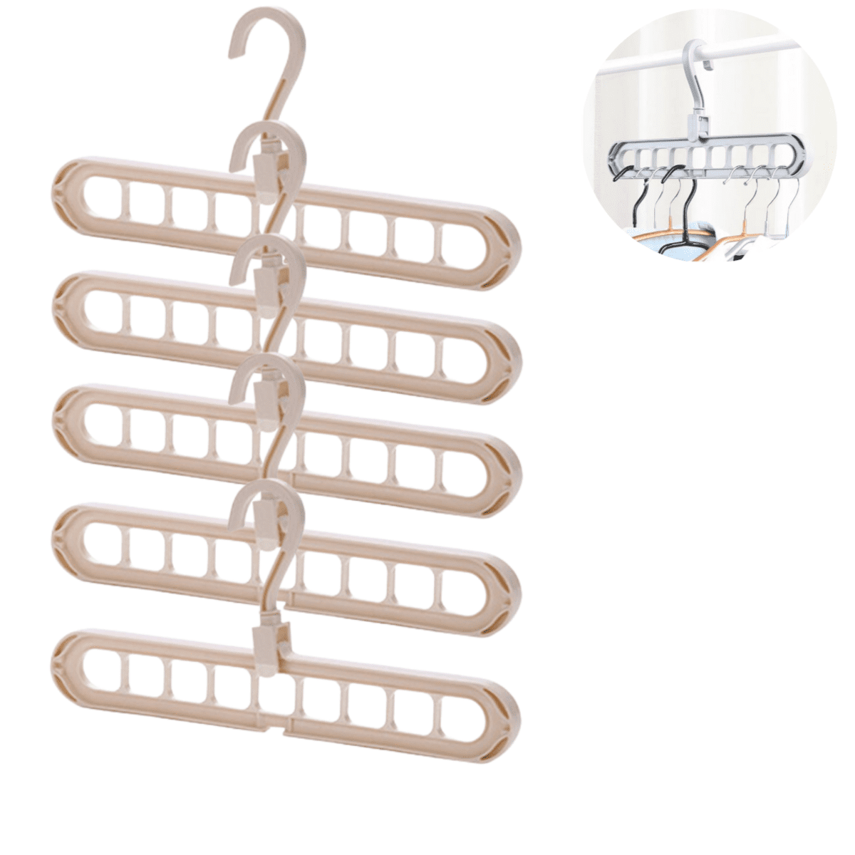Roofei 5 Pack Space Saving Clothes Hangers, Multi-Purpose Plastic ...