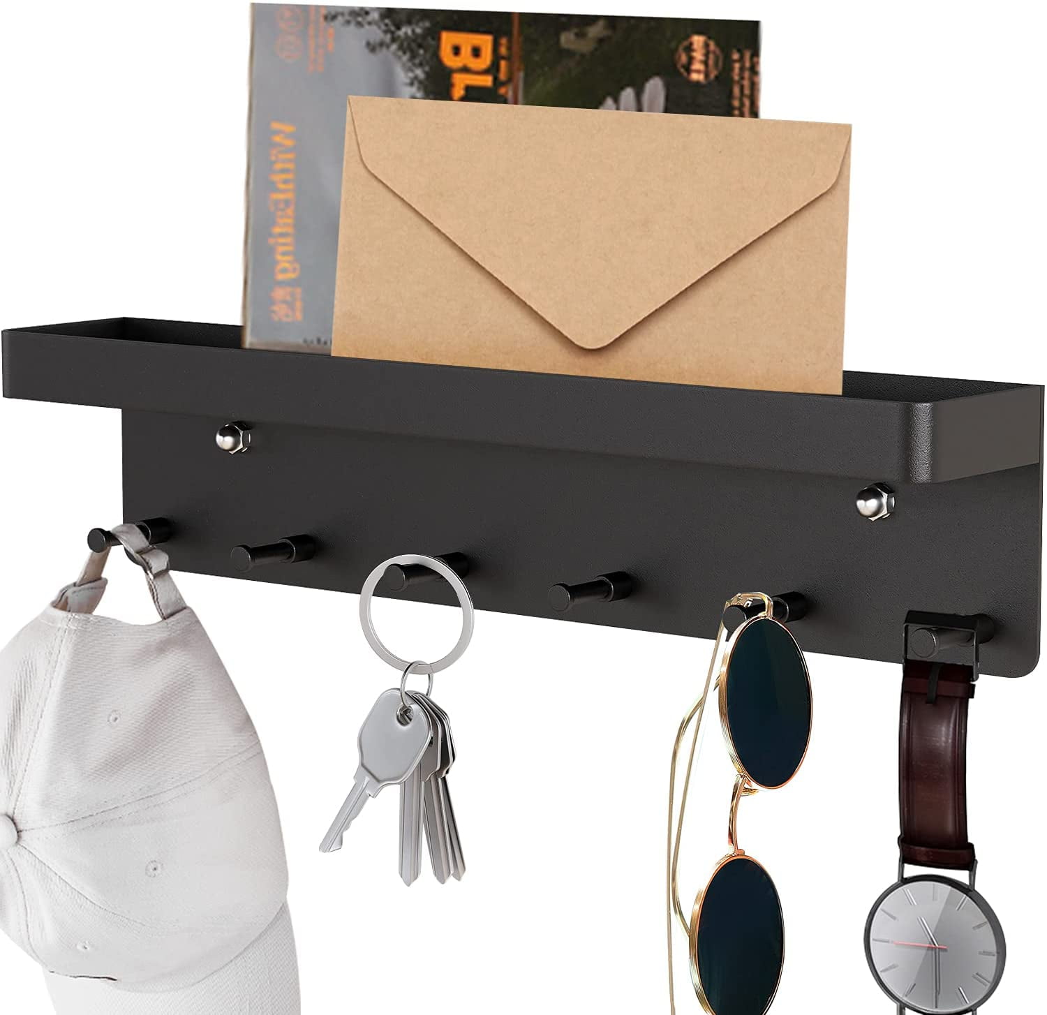 Roofei 6 Hooks Key Holder for Wall Decorative, Mail Organizer Wall ...