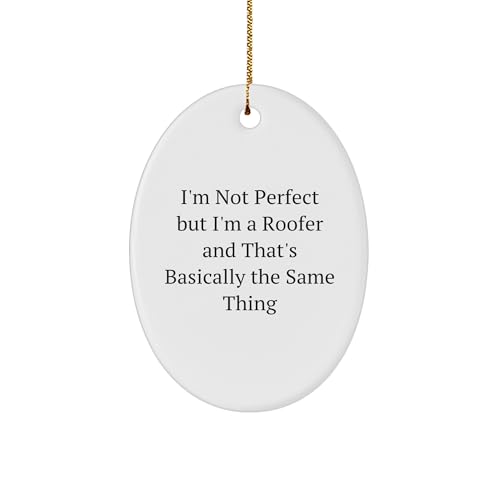 Roofer Oval Ornament with Christmas Quote, White Ceramic, Gold-Tone ...