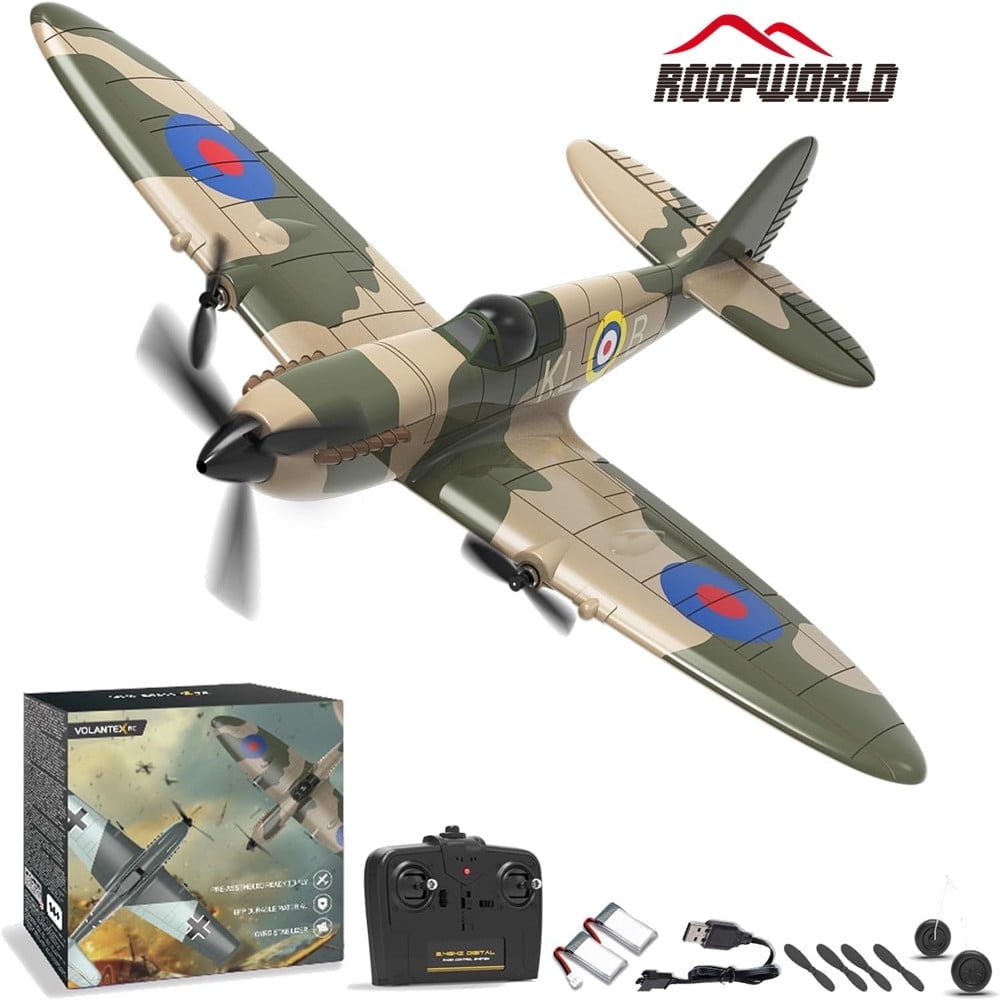 VOLANTEX RC Plane 3CH Spitfire Fighter Remote Control 2.4G 6-Axis ...