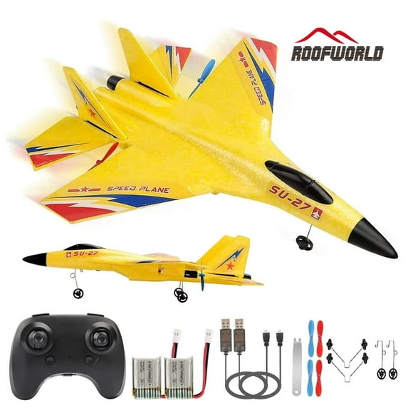 Roofworld SU-27 2.4GHz 2 Channel RC Airplane Yellow Remote Control Toy ...