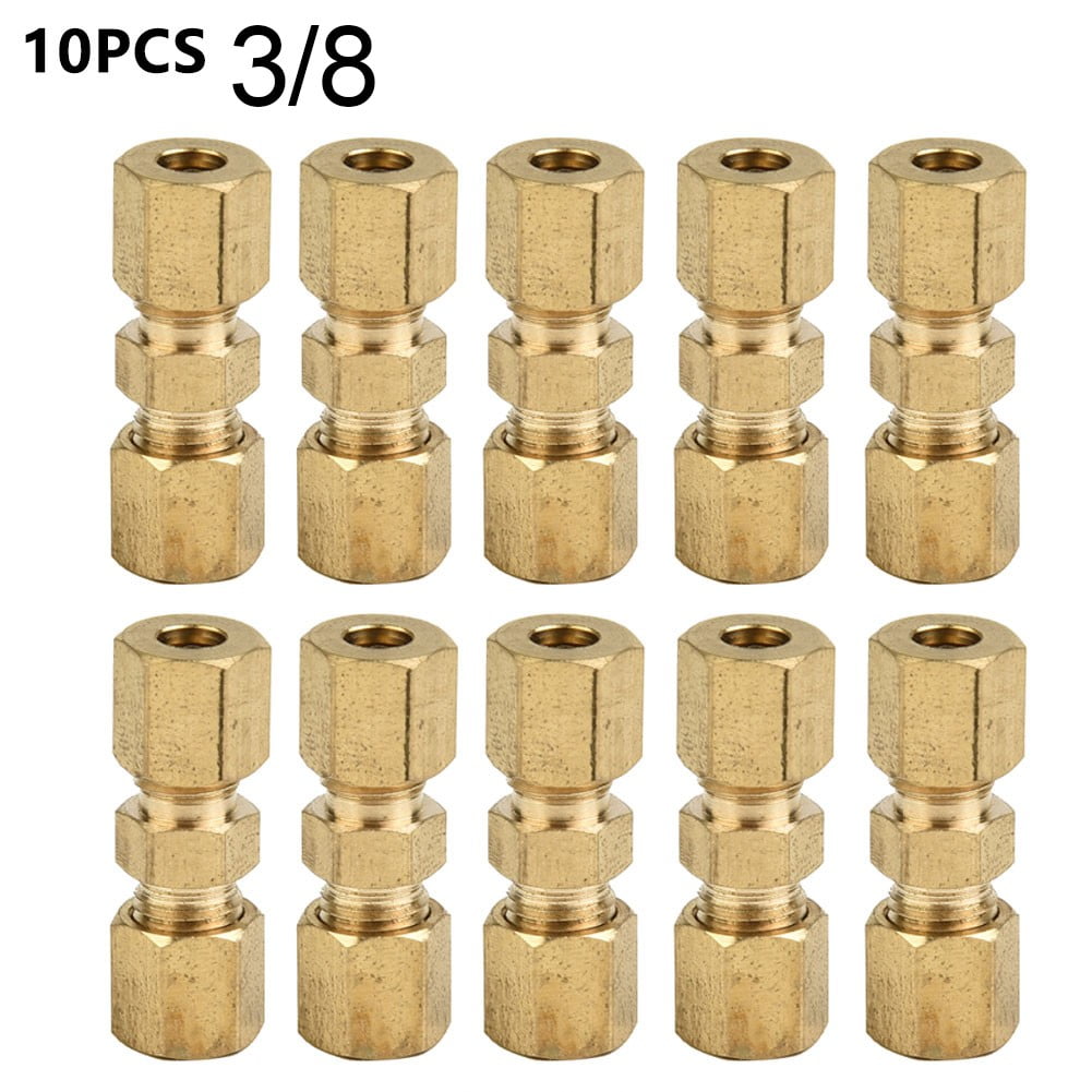 Rooha 10Pcs Brake Line Connector 1/4 5/16 3/8 Straight Brass Brake Line ...