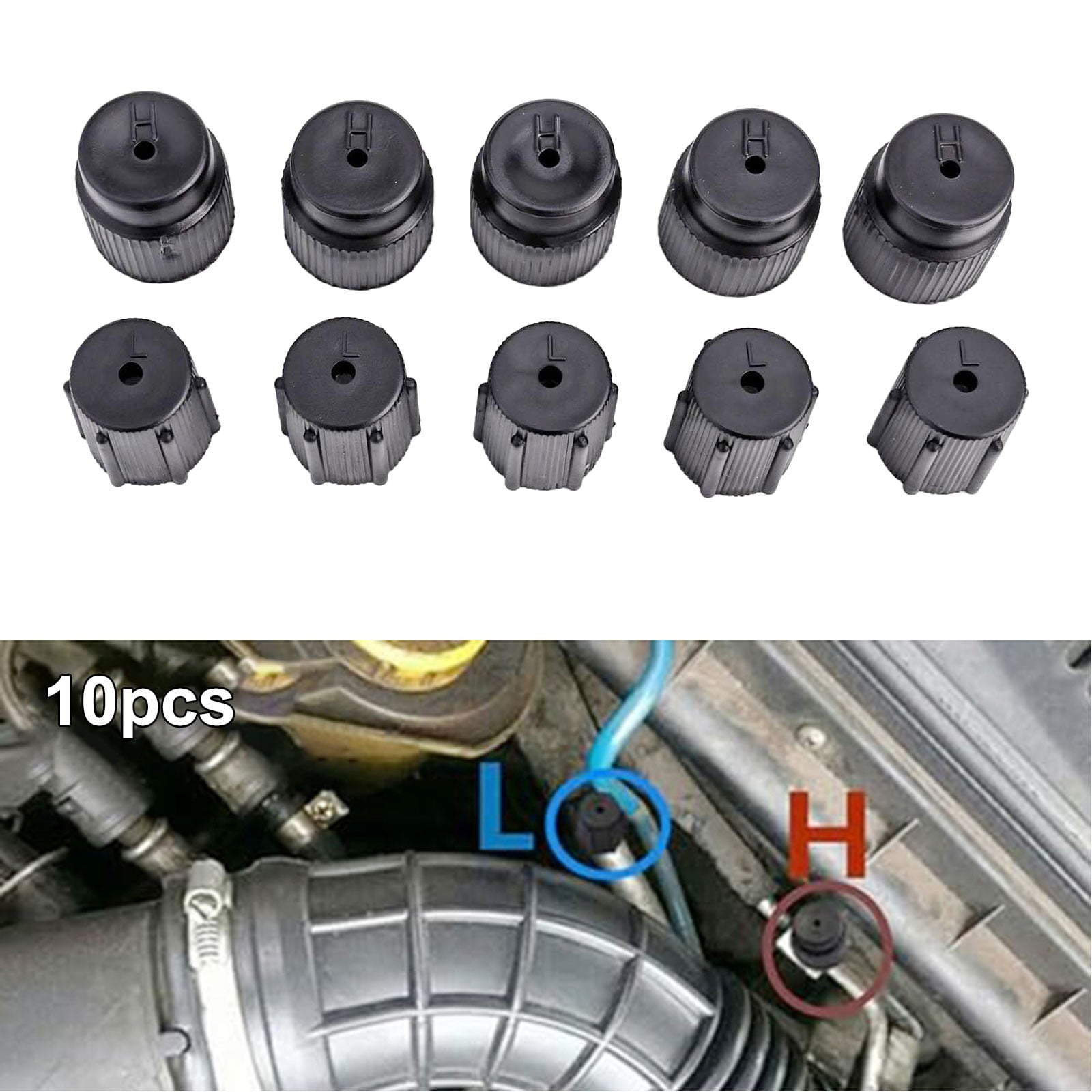 Rooha 10Pcs Pressure Valve Dust Cap High / Low Side Air Conditioning ...