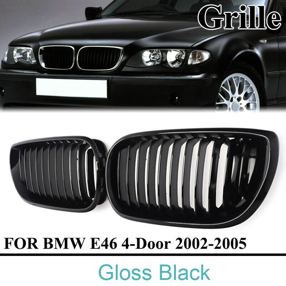 Rooha 1Pair Gloss Black Front Kidney Grilles Grill For Bmw 3-Series E46 ...