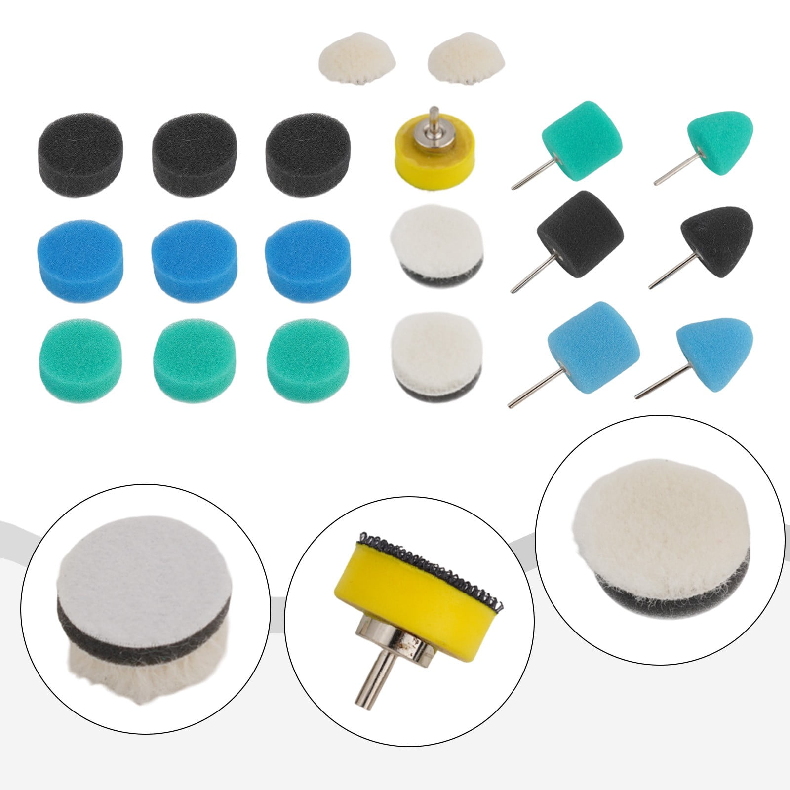 Rooha 20Pcs 1Inch Polishing Pad Sponge Mini Detailing Buffing Pads For ...