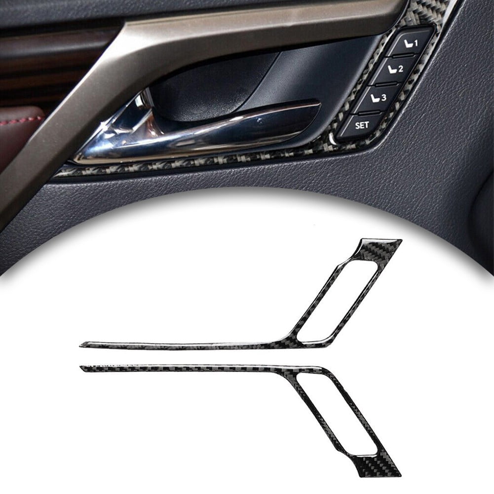 Rooha 2Pcs Door Handles Bowl Frame Cover Trim Black Cabon Fiber ...