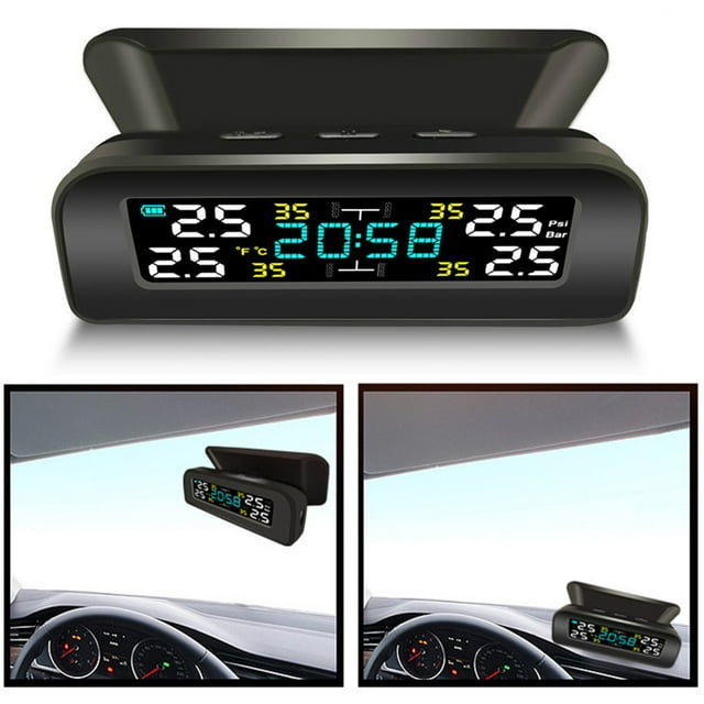 Rooha Car Solar Tpms With Color Lcd Display For Real Time Tire Pressure And Temperature Wireless