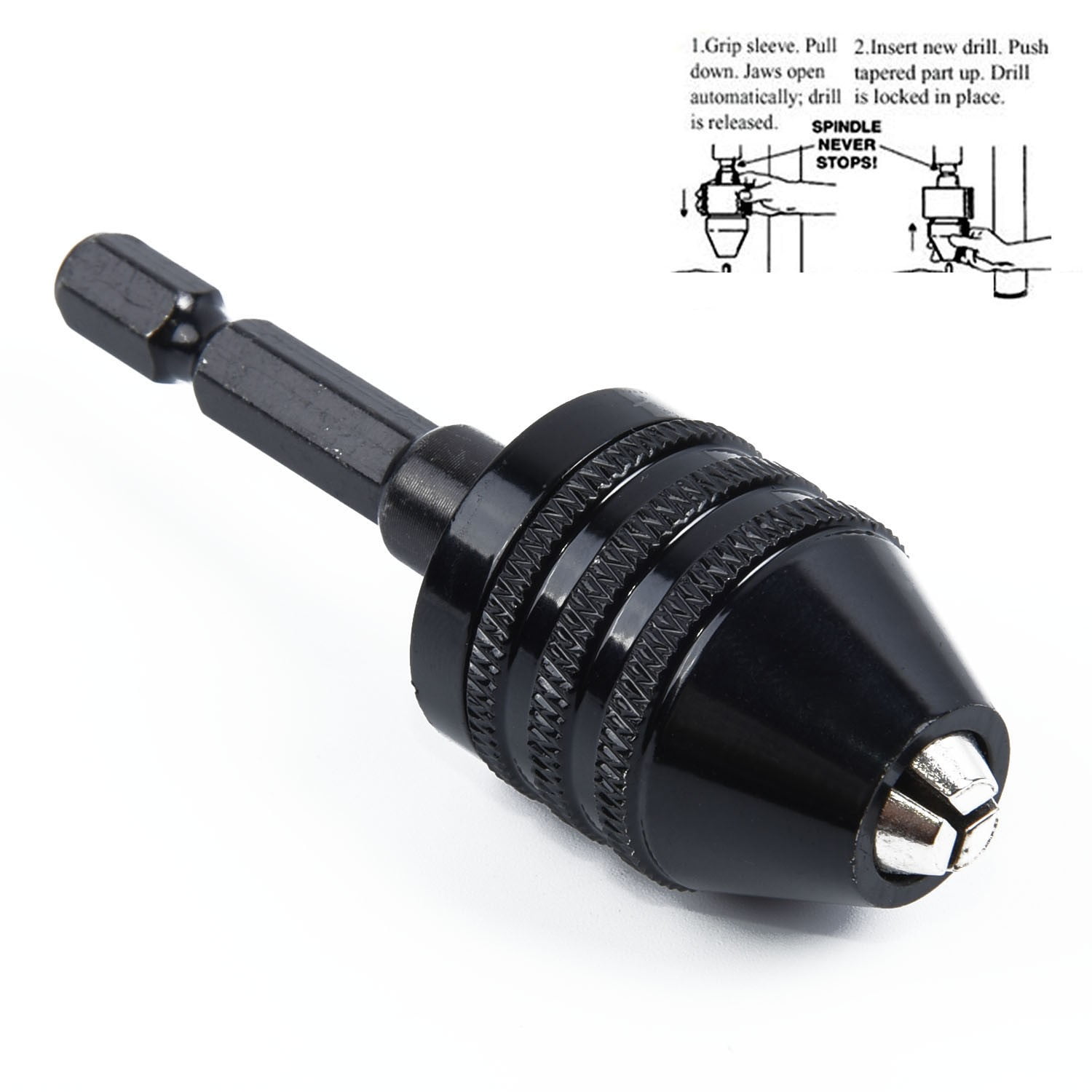 Rooha Electric-Drill Chuck Keyless Impact Driver 1/4 Hex Shank Adapter ...
