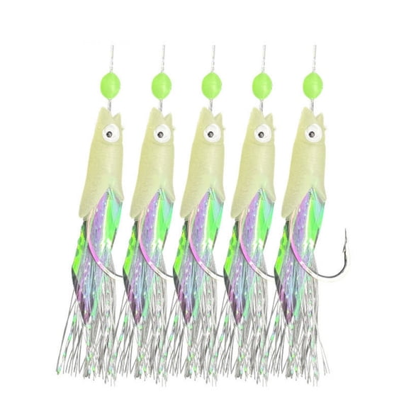 Rooha For Deep Sea Fishing Lure Set With 5 Luminous Hooks For Catching ...