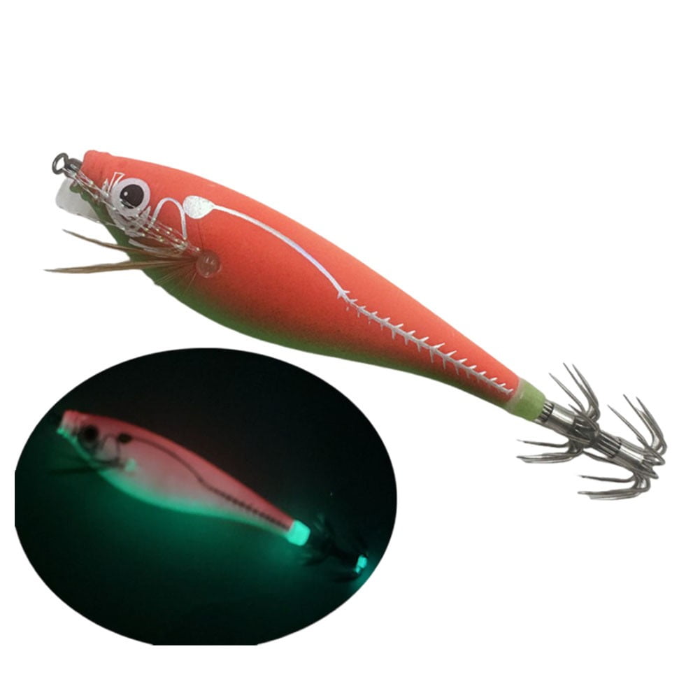 Rooha Horizontal Fake Bait Hook With Nocturnal Bead, Squid Hook, Wood ...