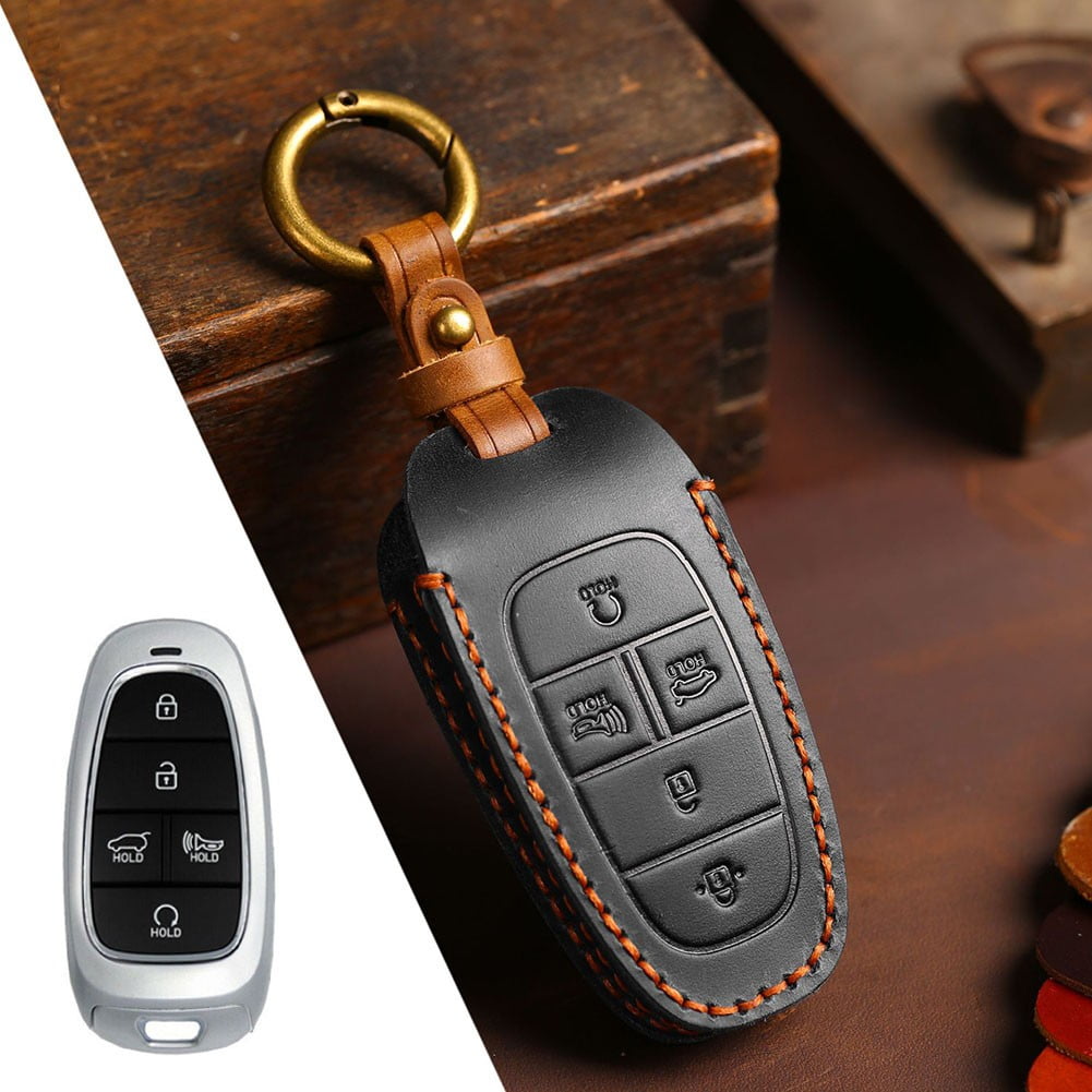 Rooha Leather Key Cover Case For Hyundai Santa Cruz 2022 On 5 Buttons ...