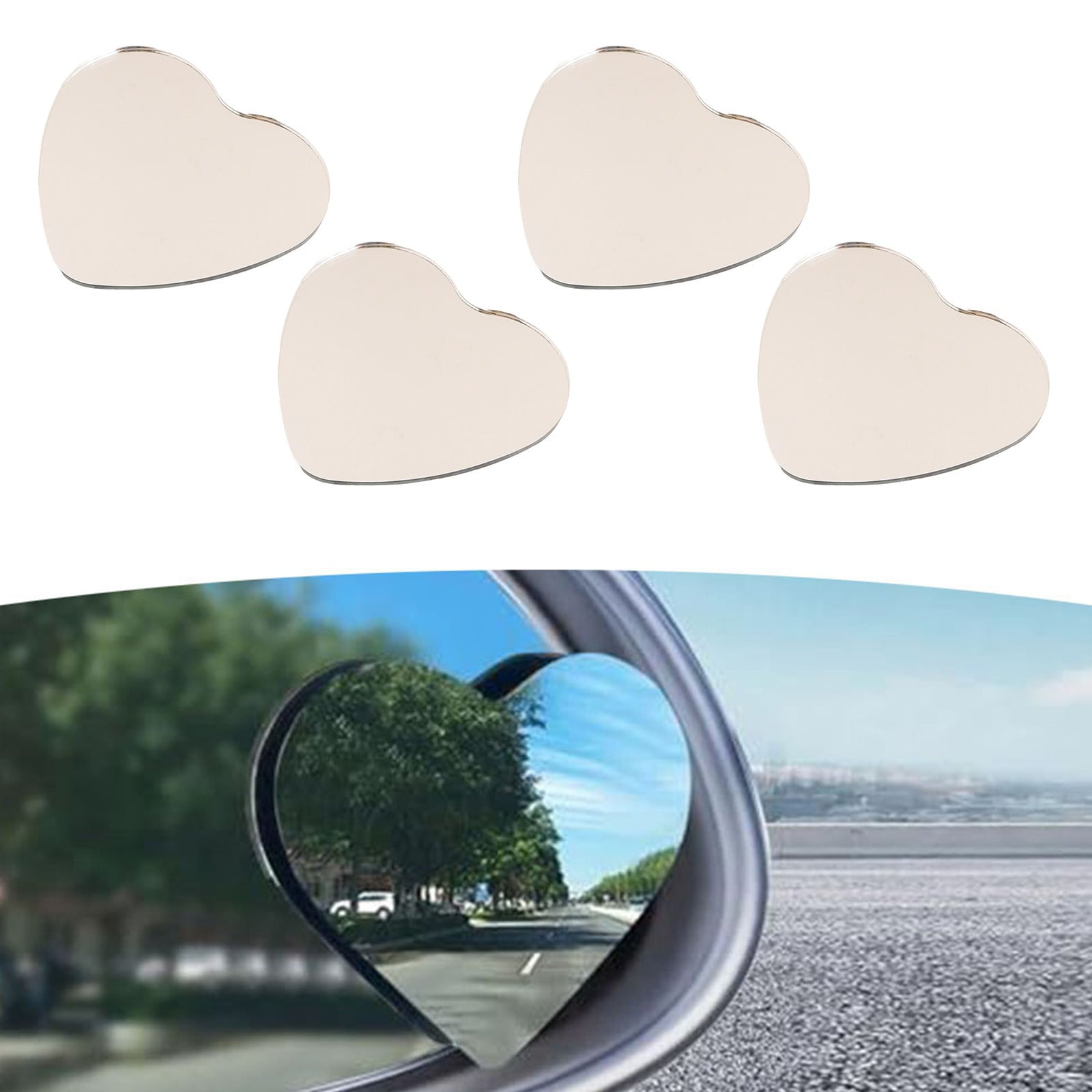 Rooha Outer Mirror Heart-Shaped Design Spot Mirror 360° Adjustable For ...