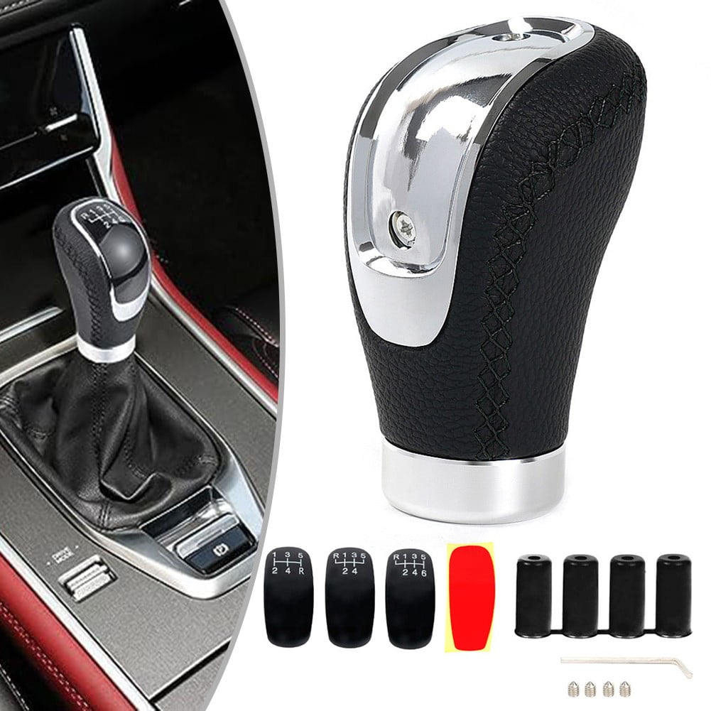 Rooha Pu Leather Car Manual Gear Shift Knob Shifter Lever Head With 3 ...