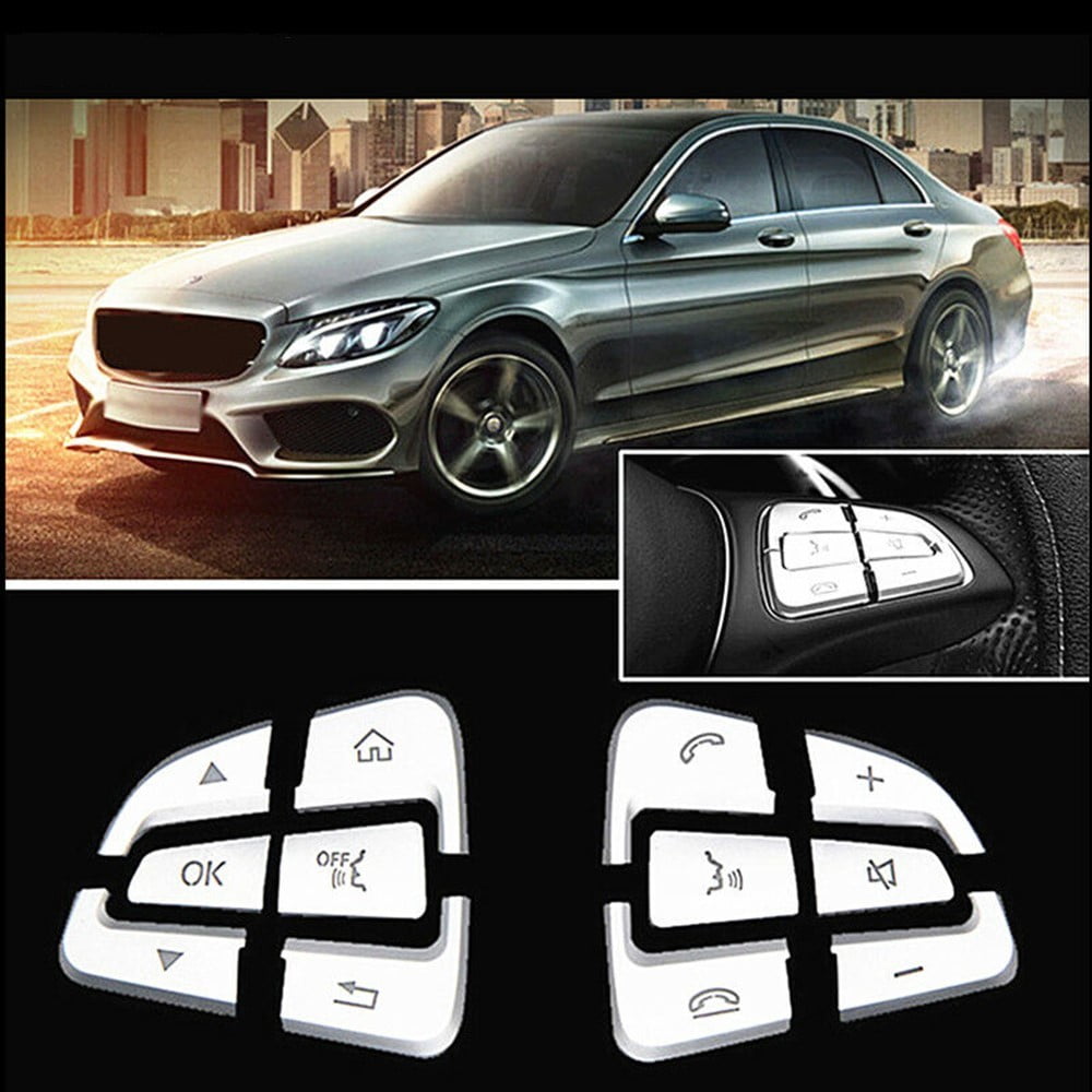 Rooha Silver Steering Wheel Button Trim For Mercedes Benz Glc C Class ...