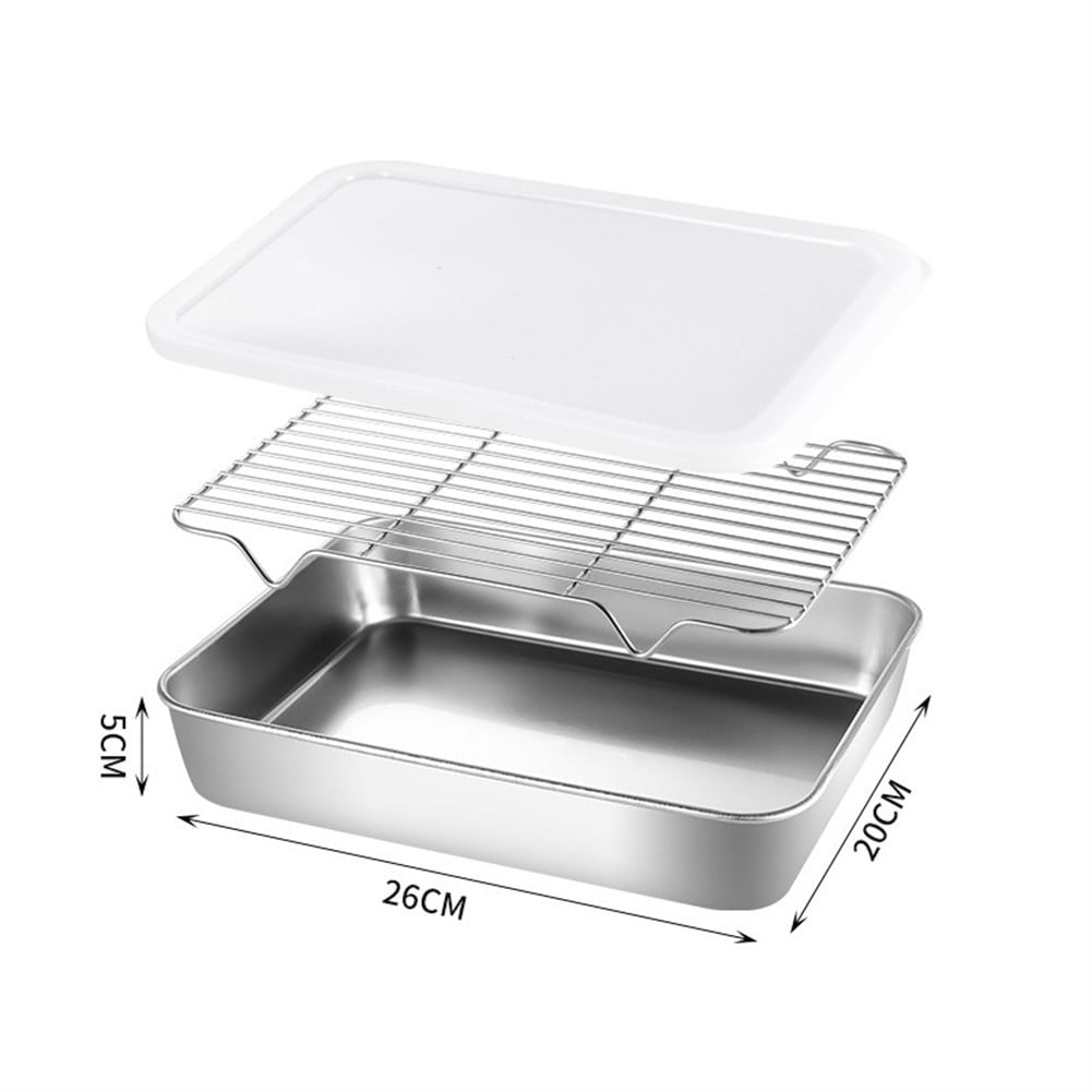Rooha Stainless Steel Baking Pan Tray With Cooling Rack Cover Set Cake ...