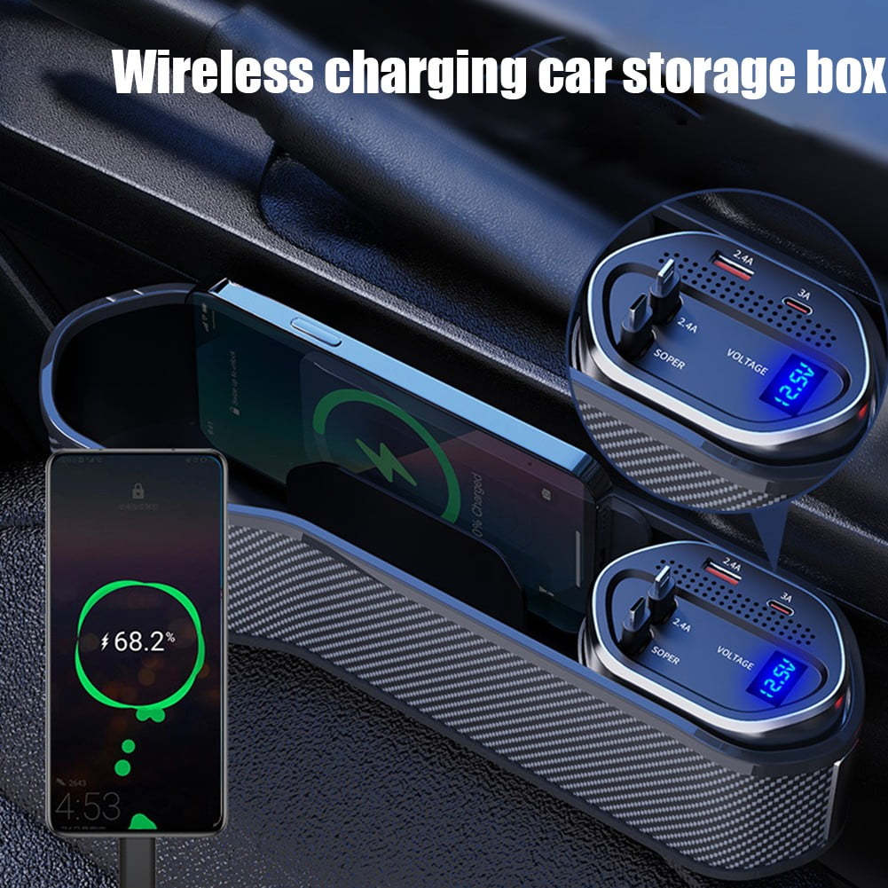 Rooha Wireless Charging Box Car Seat Gap Organizer Type-C Fast Charge ...