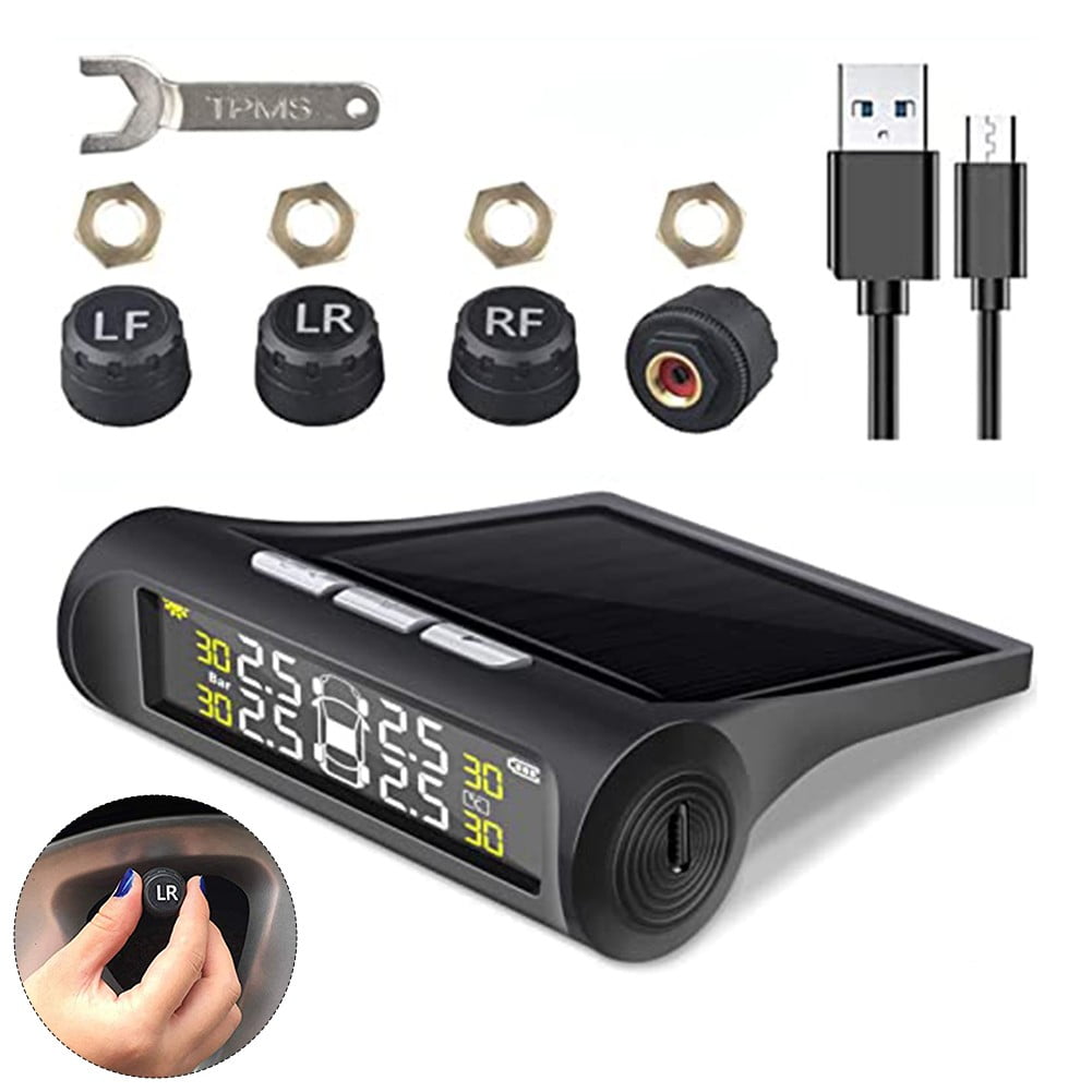 Rooha Wireless Solar Car Truck Tire Pressure System Solar Tpms Lcd + 4 External Sensor - Walmart.com