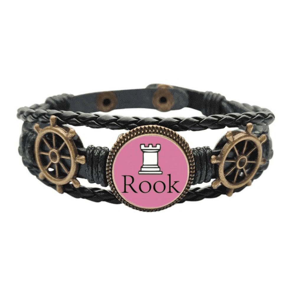 Rook White Word Chess Game Leather Braided Ocean Bracelet Wristband ...