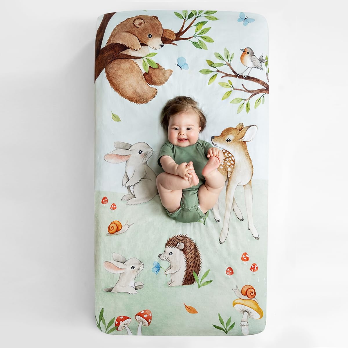 Rookie Humans 100% Cotton Sateen Fitted Crib Sheet: Enchanted Forest ...