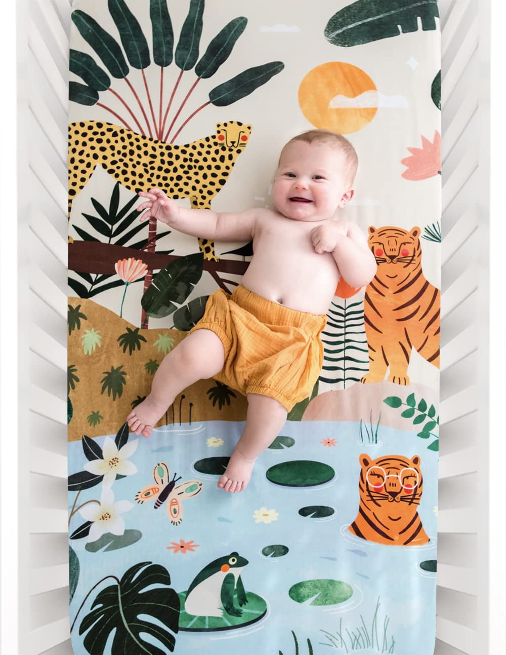 Rookie Humans 100% Cotton Sateen Fitted Crib Sheet: in The Jungle ...