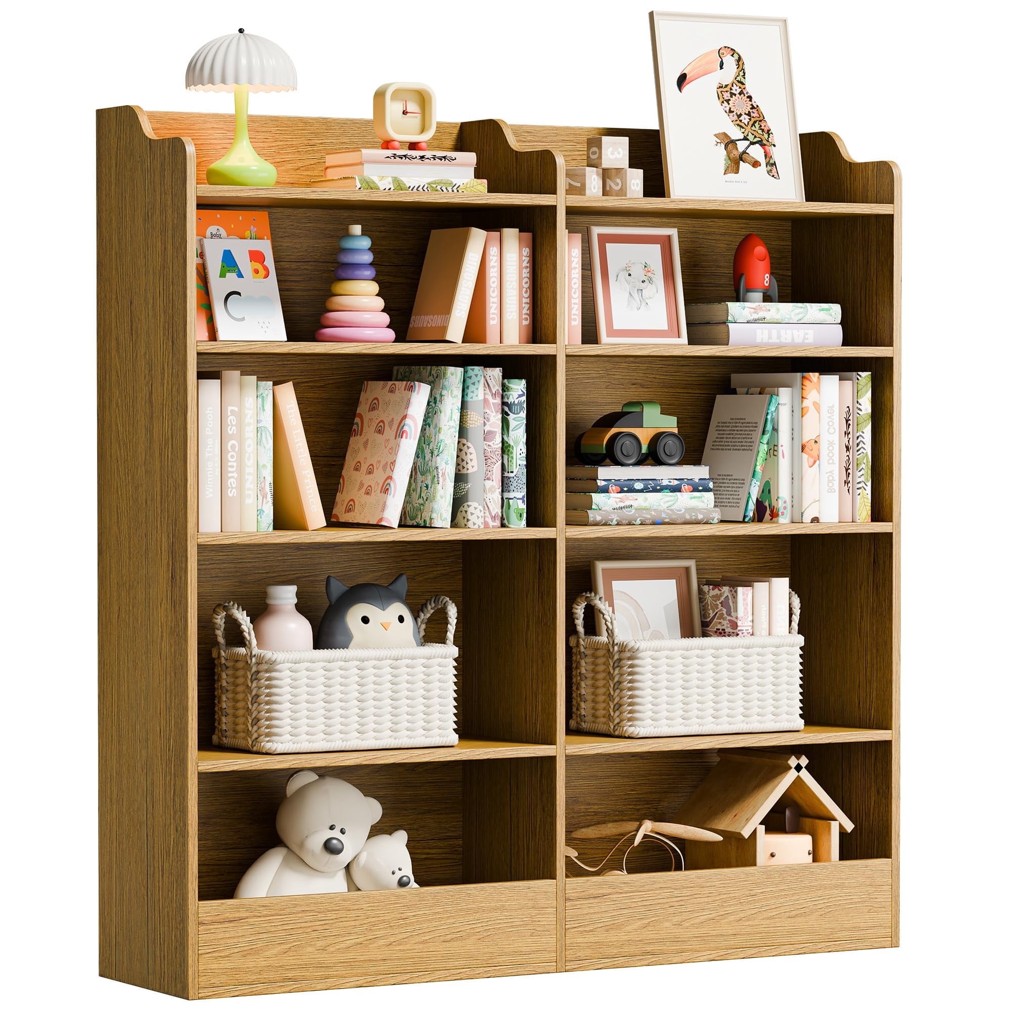 Room Bookcase with 10 Cubes, 5 Tier Toy Shelf Organizer for Playroom ...