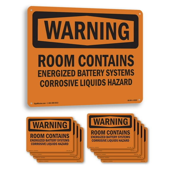 Room Contains Energized Battery OSHA WARNING Rigid Plastic Sign 24 Inch ...