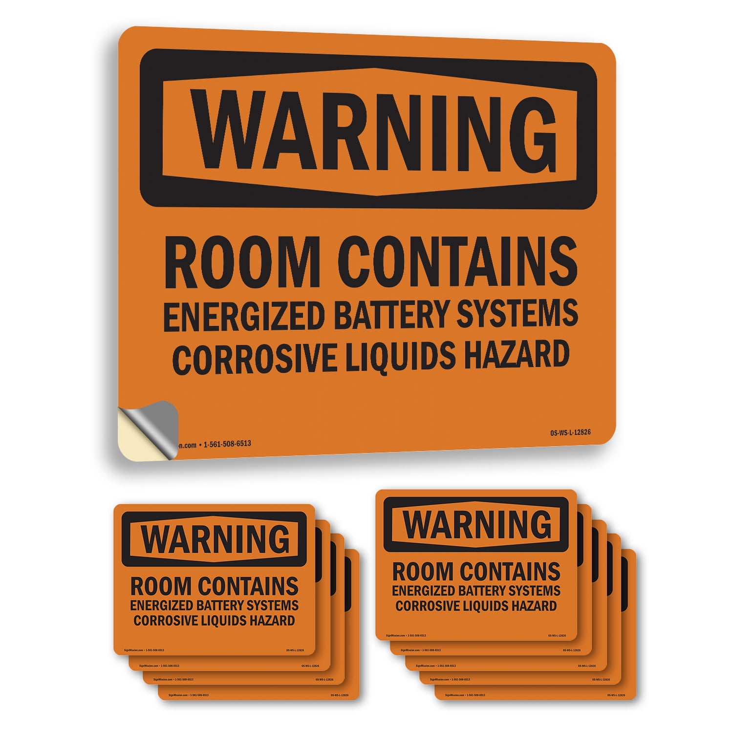 Room Contains Energized Battery OSHA WARNING Vinyl Decal Label 18 Inch ...
