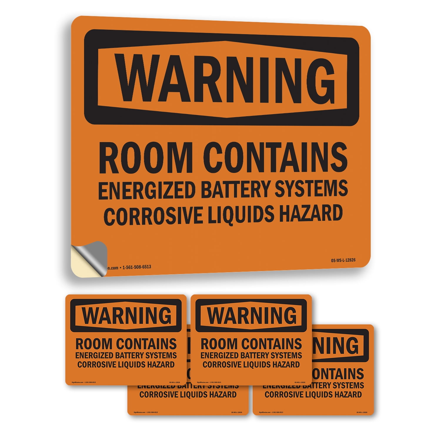 Room Contains Energized Battery OSHA WARNING Vinyl Decal Label 24 Inch ...