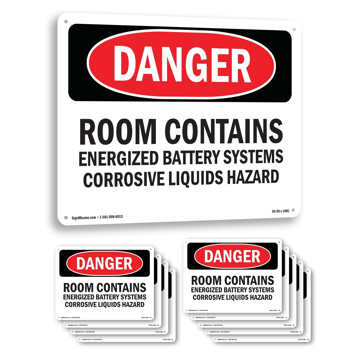 Room Contains Energized Battery Systems OSHA Danger Aluminum Sign 10 ...