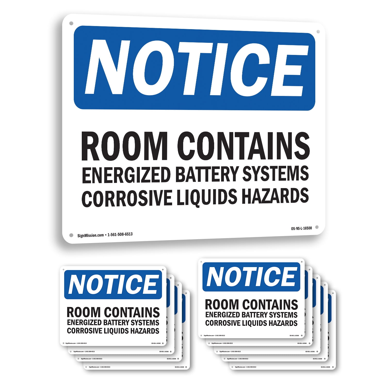 Room Contains Energized Battery Systems OSHA Notice Aluminum Sign 10 ...