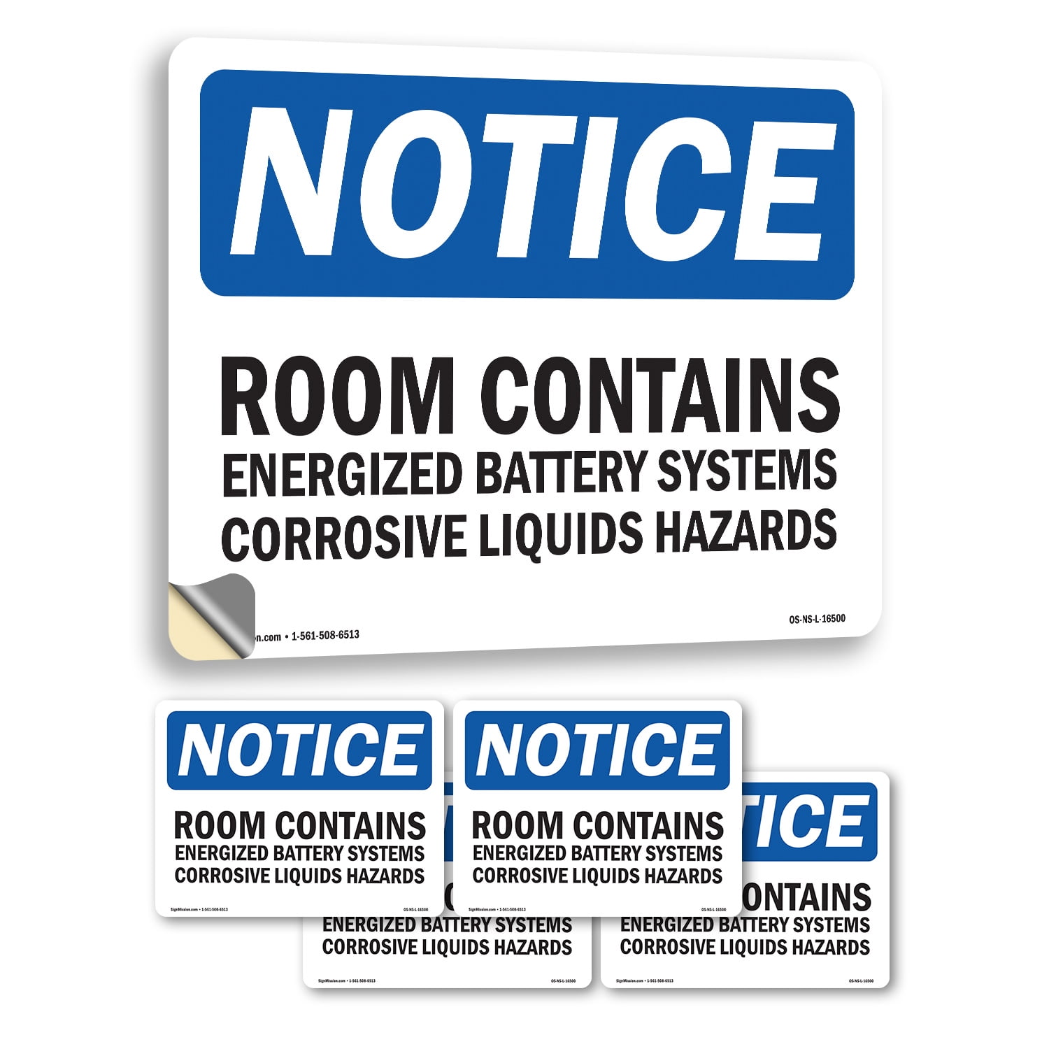 Room Contains Energized Battery Systems OSHA Notice Vinyl Decal Label ...