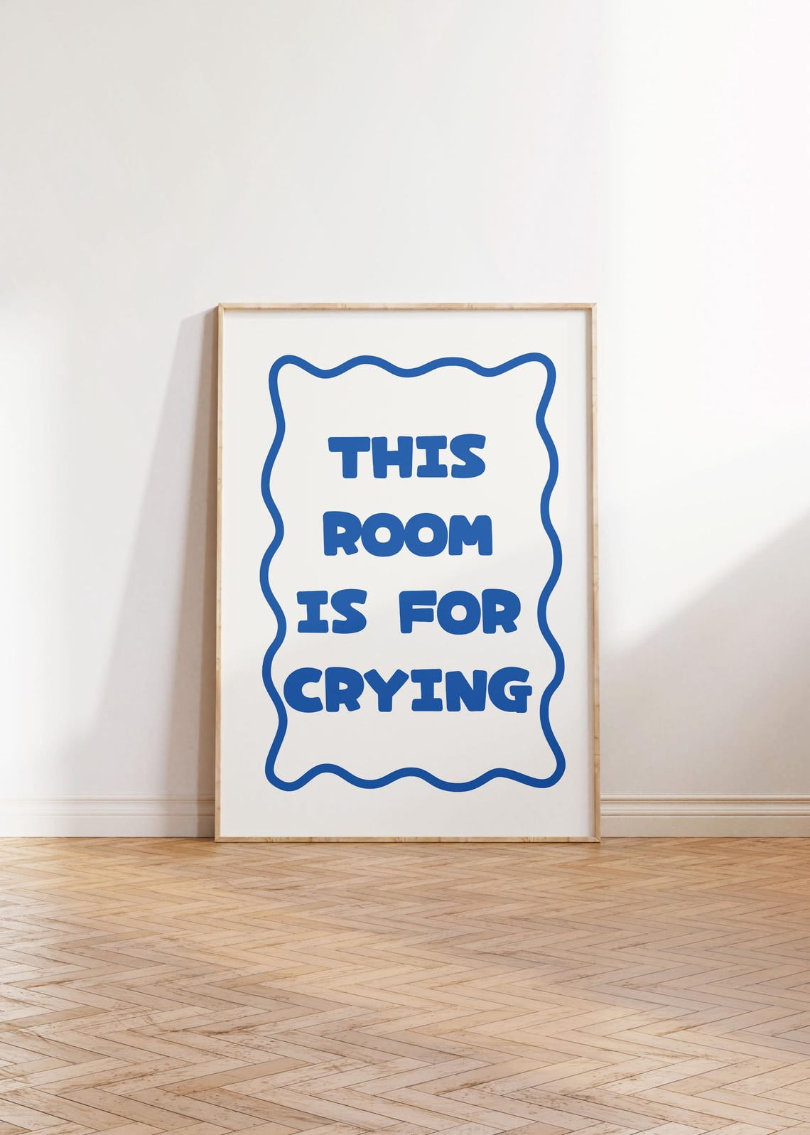 This Room Is For Crying Poster | Retro Blue Typography Trendy ...