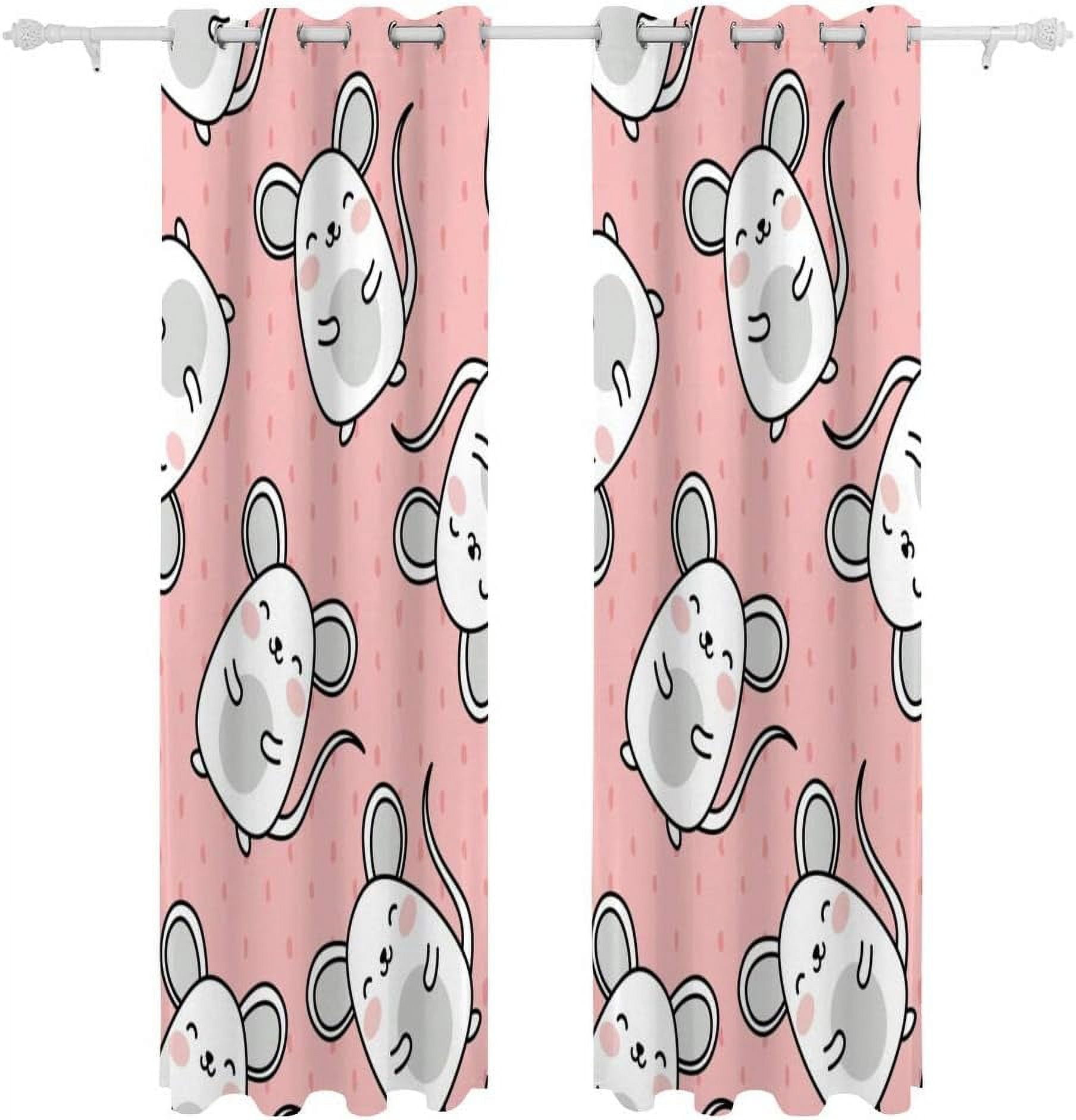 Room Darkening Window Curtains Drapes Cute Cartoon Mouse Thermal ...