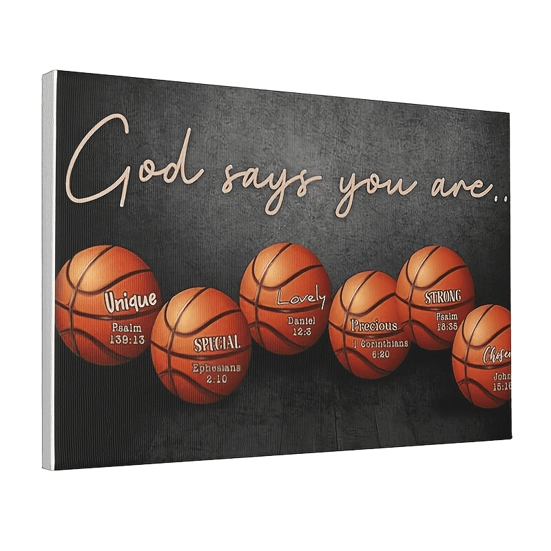 Room Decor 1pc Inspirational Basketball Canvas Wall Art - Motivational Sports Decor with Bible ...