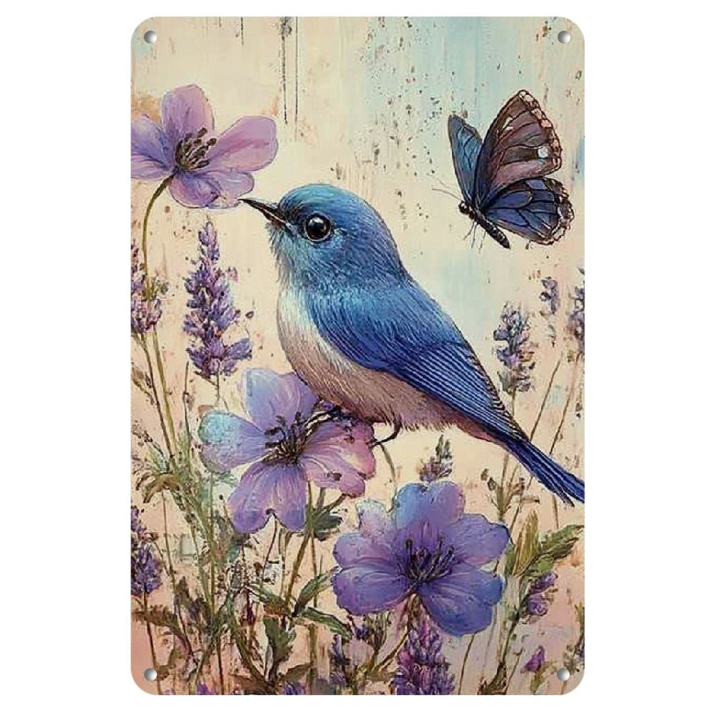 Room Decor 1pc Rustic Bluebird & Lavender Iron Metal Tin Sign, 8x12 ...
