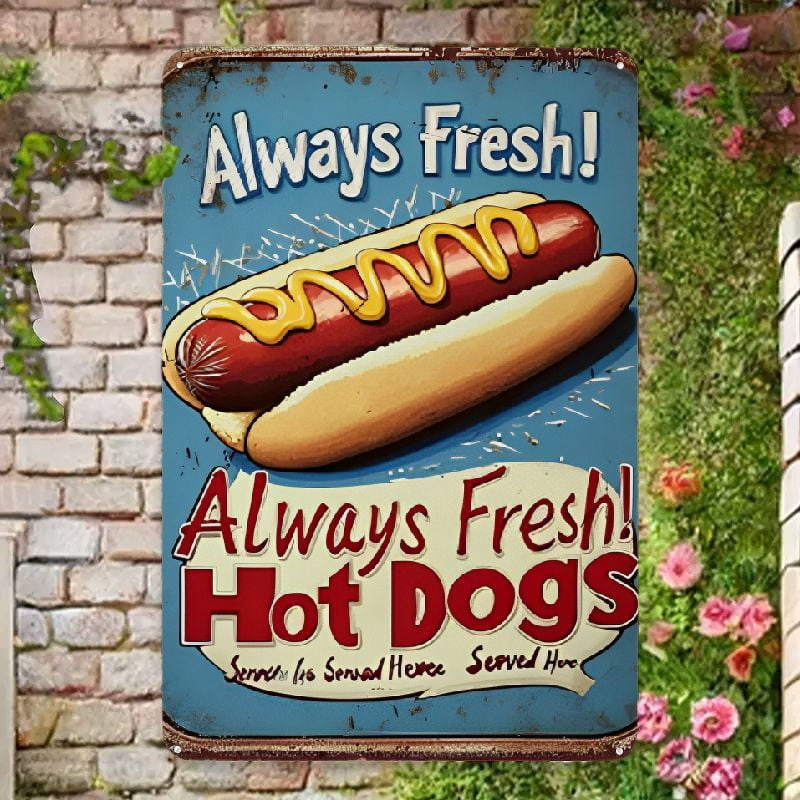 Room Decor 1pc Vintage Metal Tin Sign, Always Fresh Hot Dogs, Classic ...