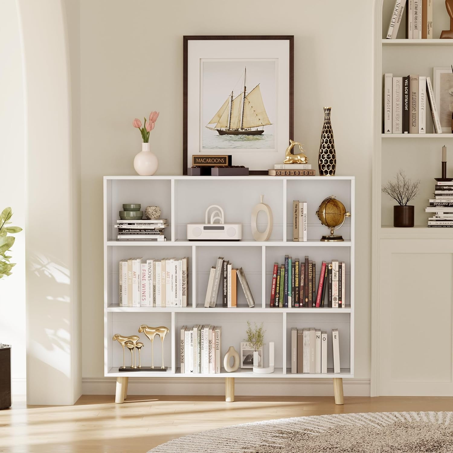 Room Decor - 9 White Cube Bookcase - Tilt Device for Organization ...